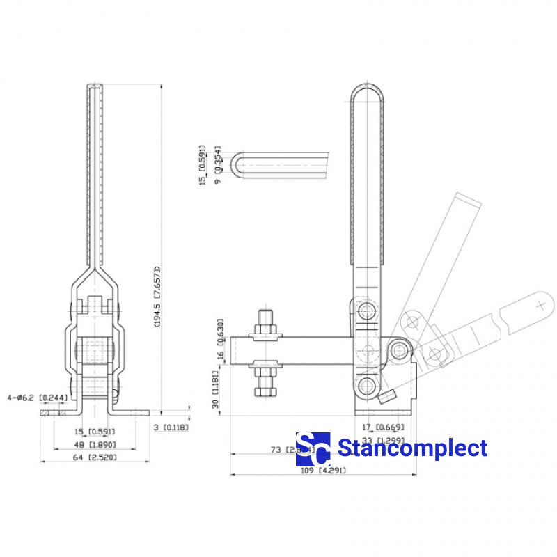 Vertical toggle clamp ST-11412 - holding capacity 200 kg | Stancomplect